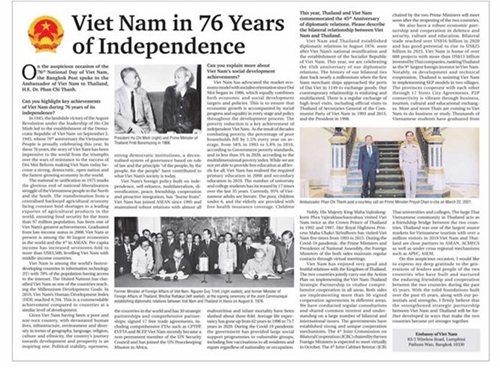 Vietnamese Ambassador’s writing featured on Thai printed newspaper