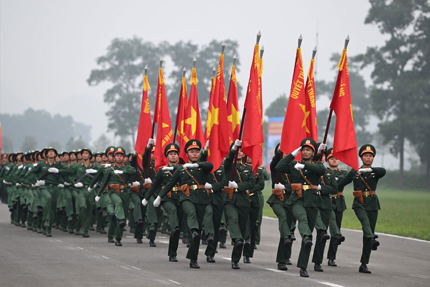Parade training for celebration of Dien Bien Phu Victory