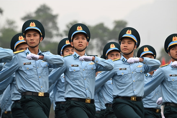 Parade training for celebration of Dien Bien Phu Victory