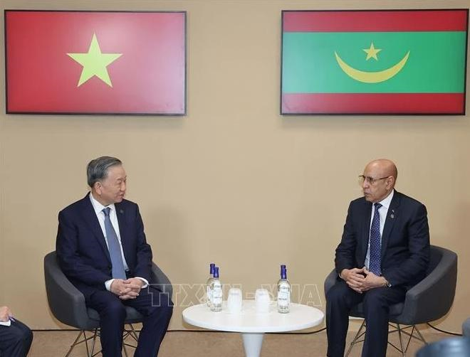 Top leader meets with Mauritania s President in Paris