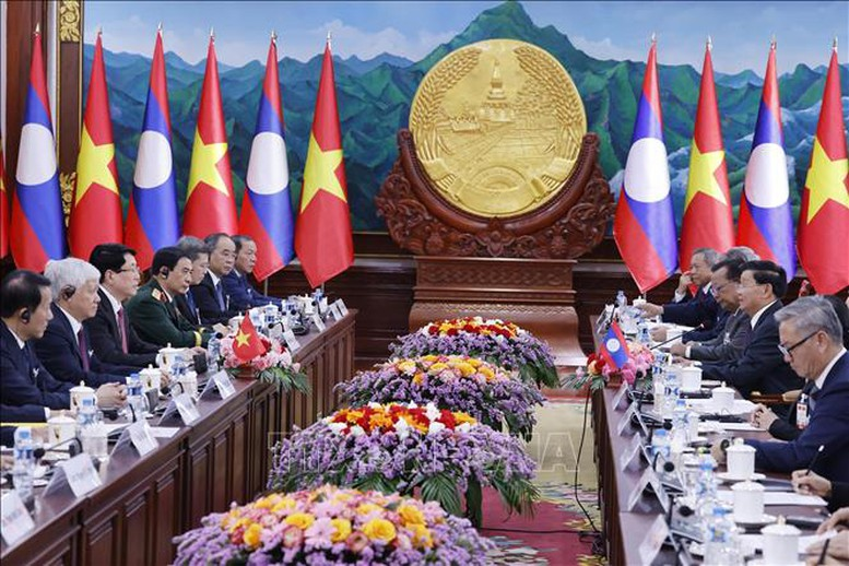 Vietnamese State President holds talks with top Lao leader