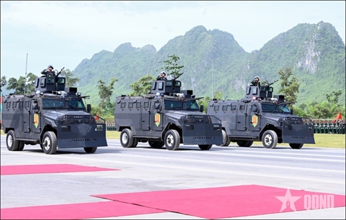 Vehicles of People’s Public Security Force training for national grand ...