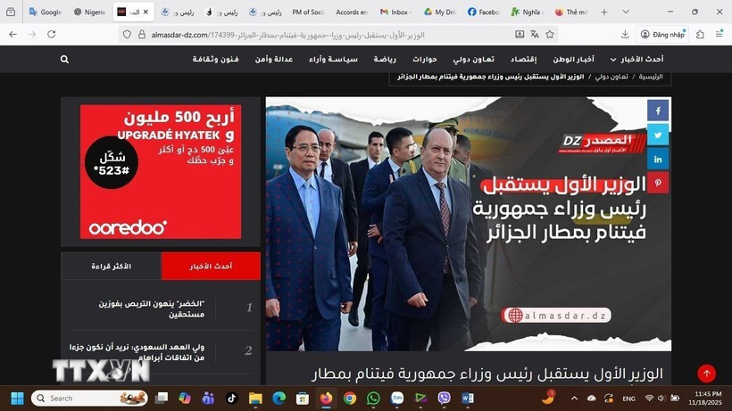 Algerian media highlights Vietnamese Prime Minister’s official visit